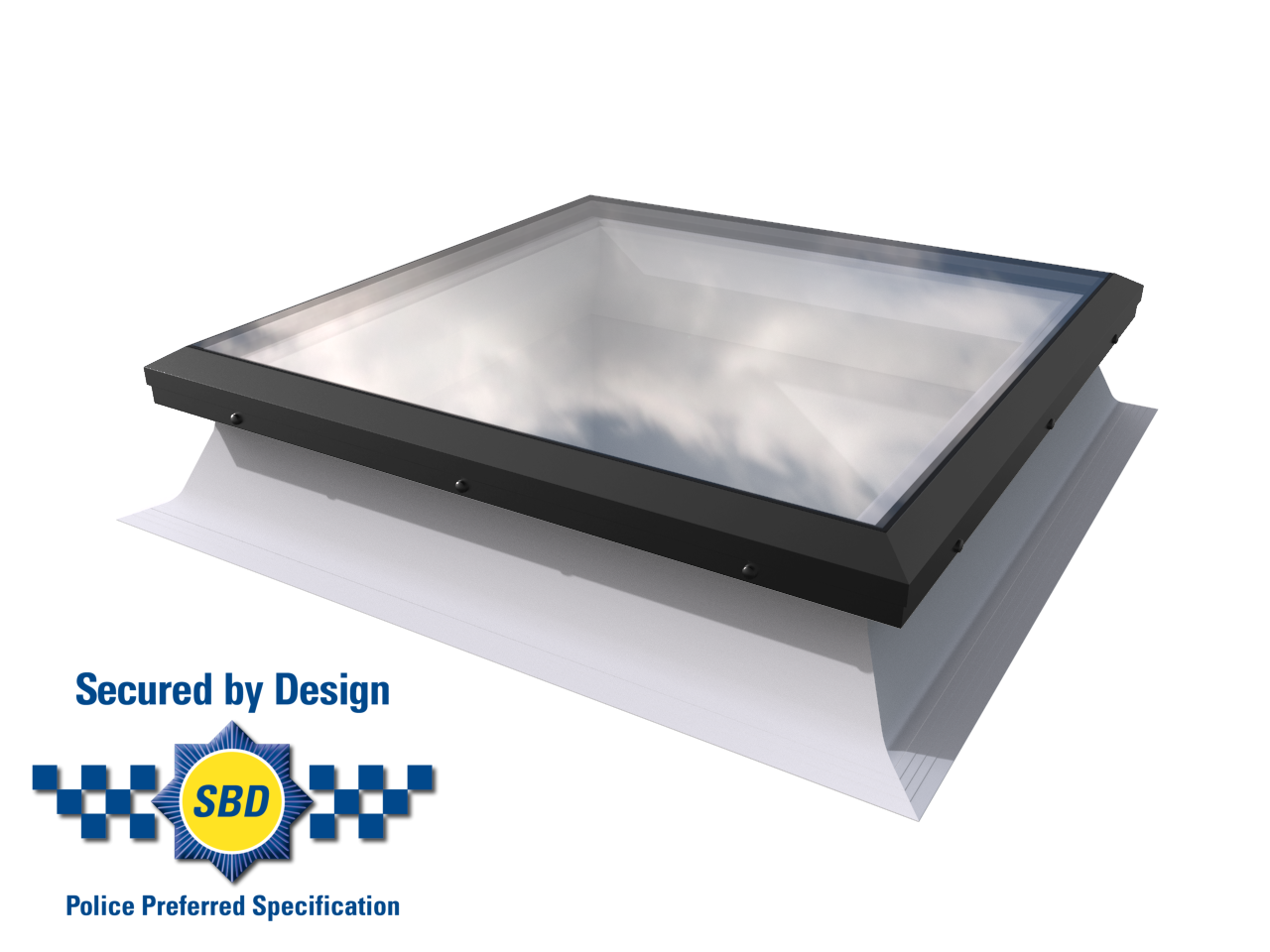 Brett Martin Flat Glass Skylight / Rooflight with 150mm PVC Kerb | 1500 ...